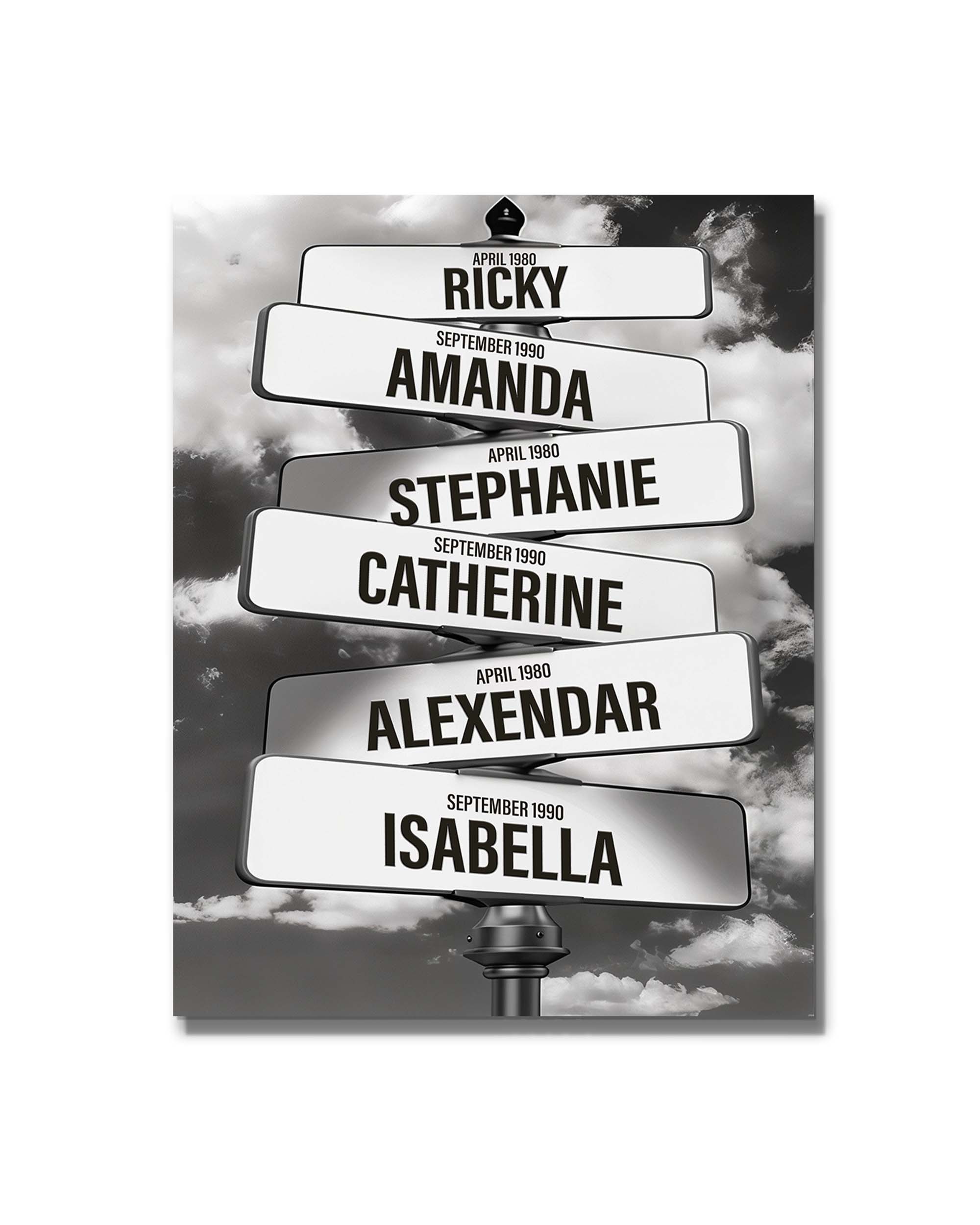 Family Sign 6 names 36X24 inches Custom Canvas Print