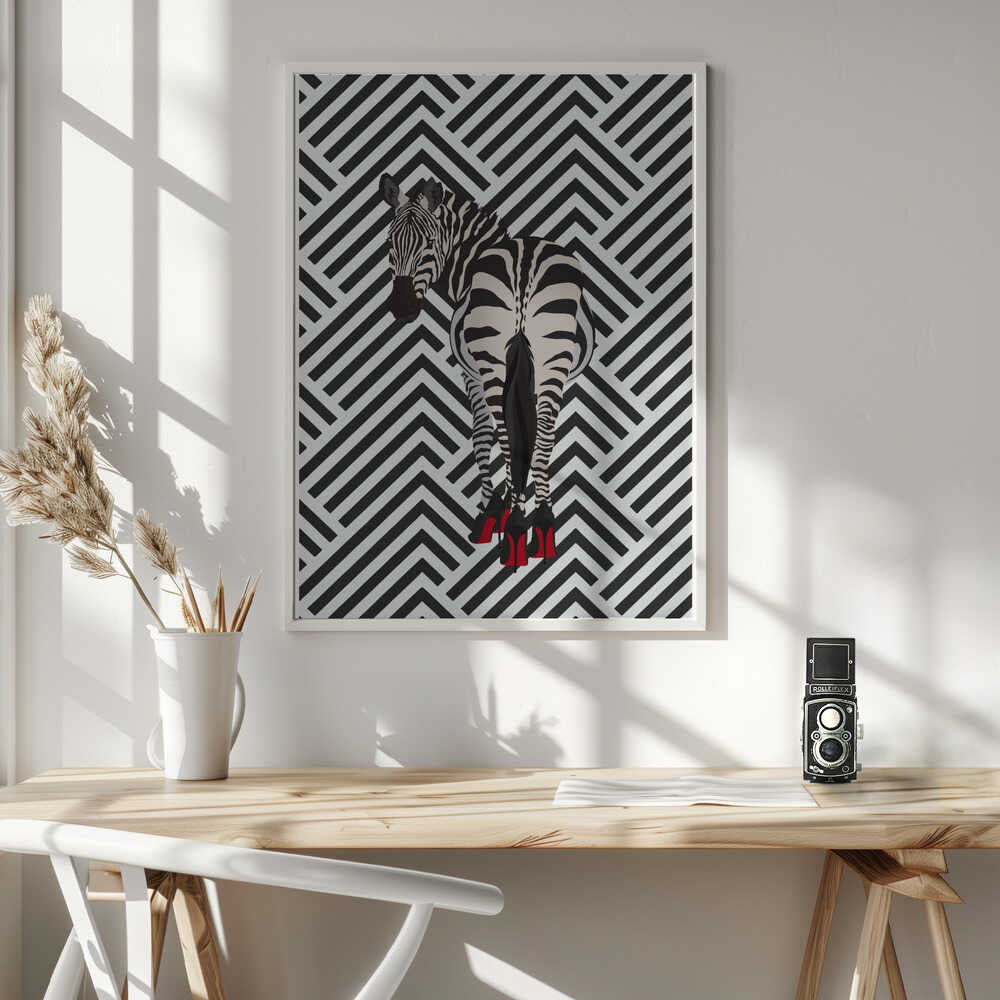 Wall art Zebra heels retro